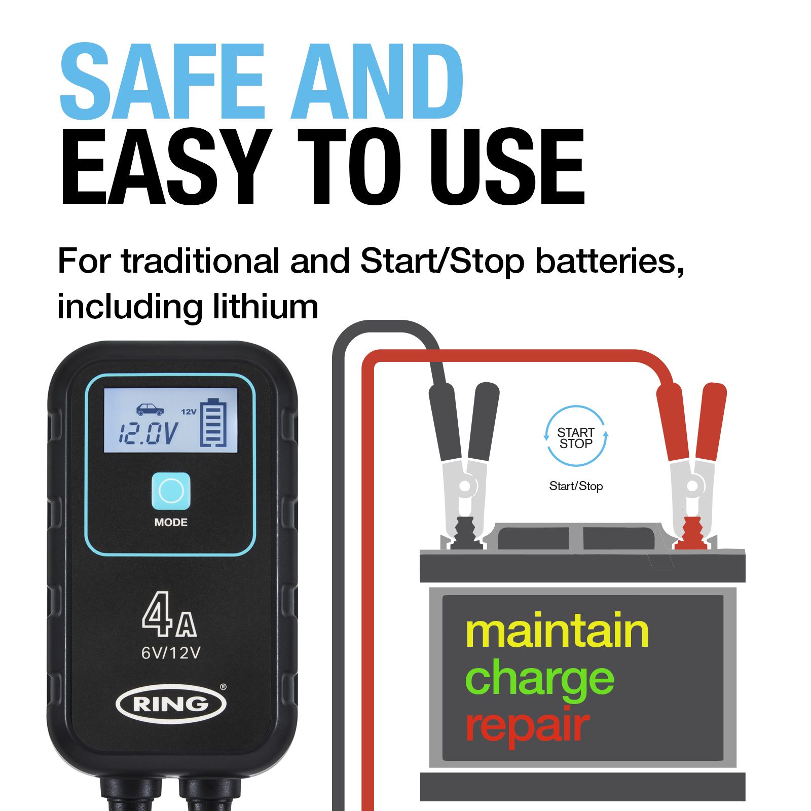 900 Series 4 Amp Smart Battery Charger Ring Automotive Shop