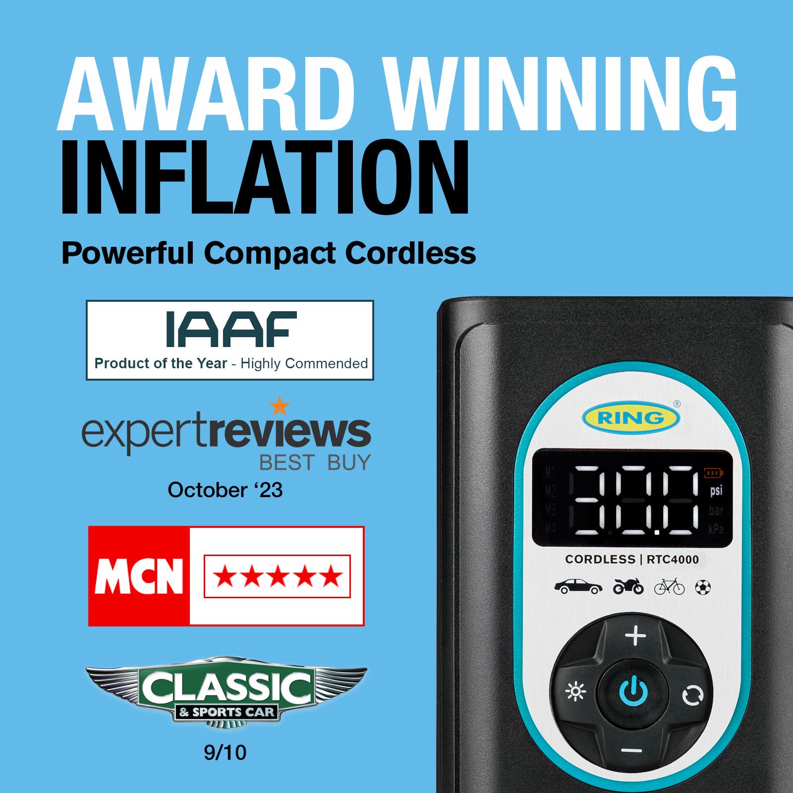 Ring RTC4000 Cordless Rechargeable Tyre Inflator Ring Shop
